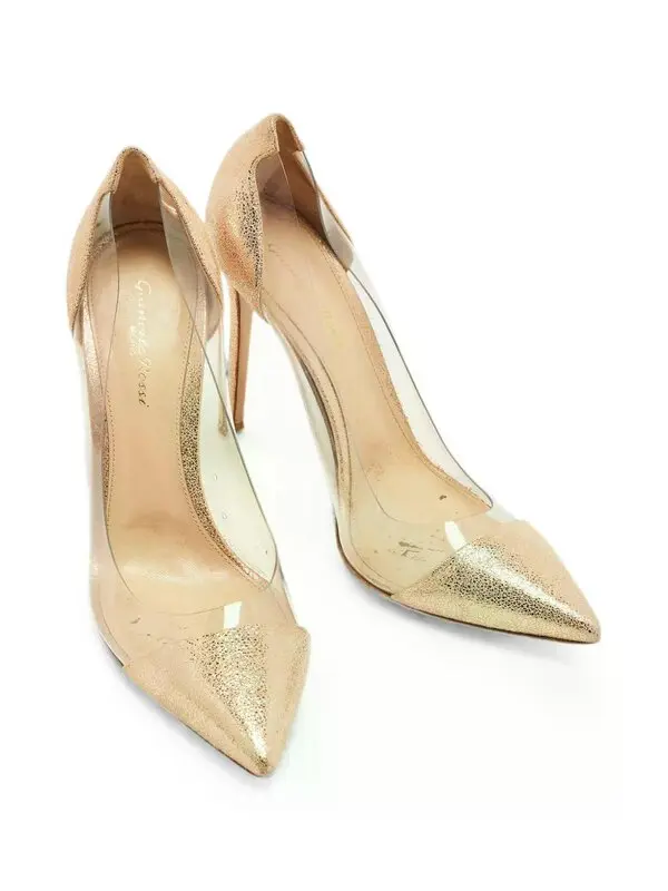 GIANVITO ROSSI Plexi Pointed-toe Pumps - Gold