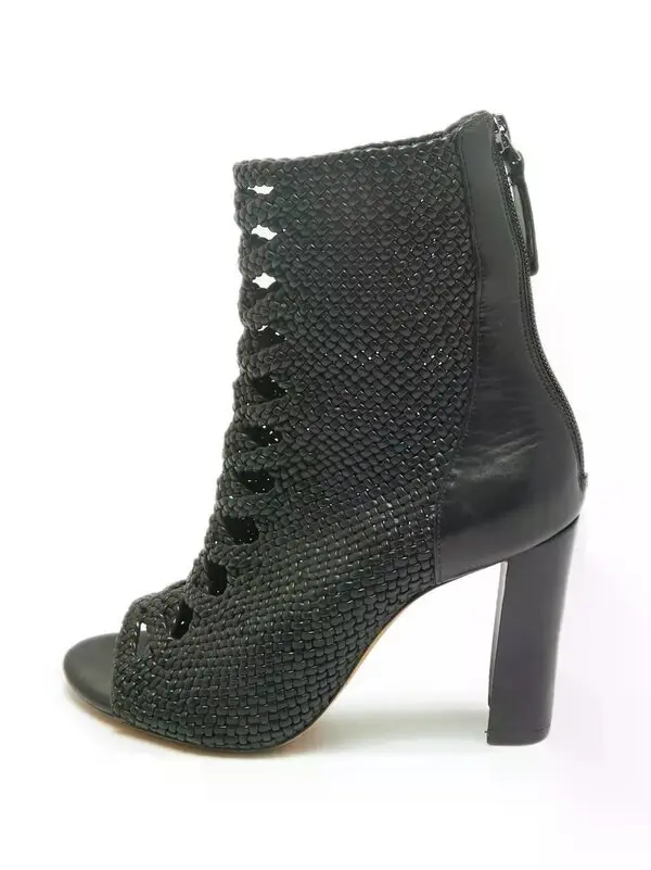 ALEXANDRE BIRMAN Woven Leather Open-toe Ankle Boots