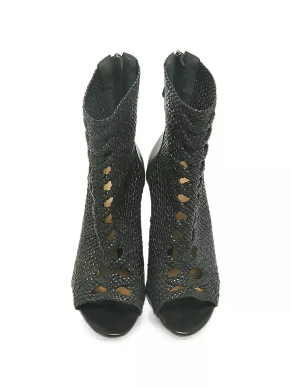 ALEXANDRE BIRMAN Woven Leather Open-toe Ankle Boots