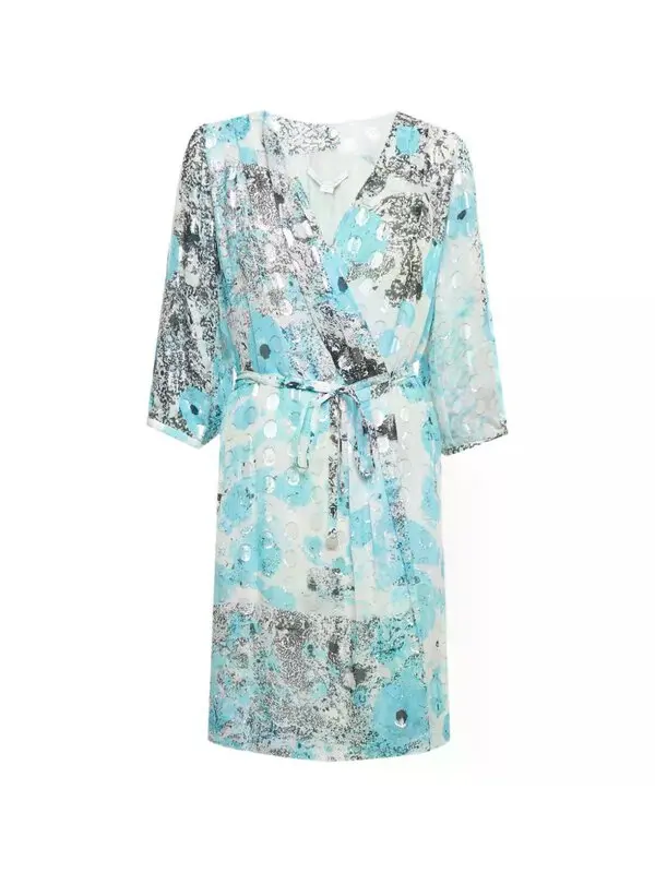 Diane Von Furstenberg Metallic Dot Wrap Mini Dress