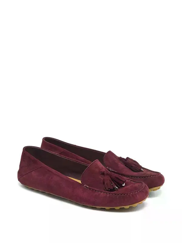 Loro Piana Suede Tassel Detail Loafers - Red