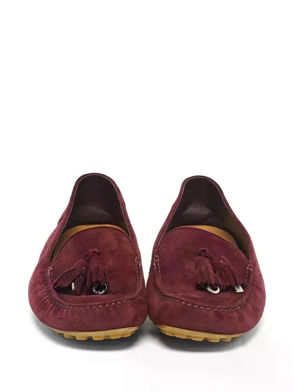 Loro Piana Suede Tassel Detail Loafers - Red