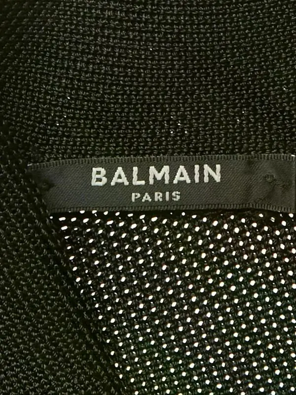 Balmain Mesh-knit Button-detail Mini Dress