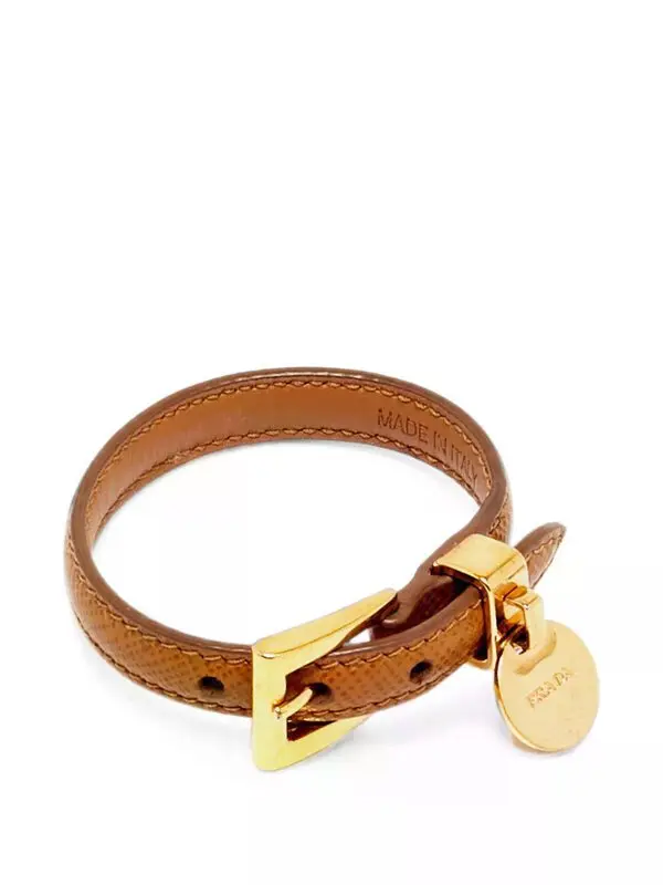 Prada Logo-engraved Leather Bracelet - Brown
