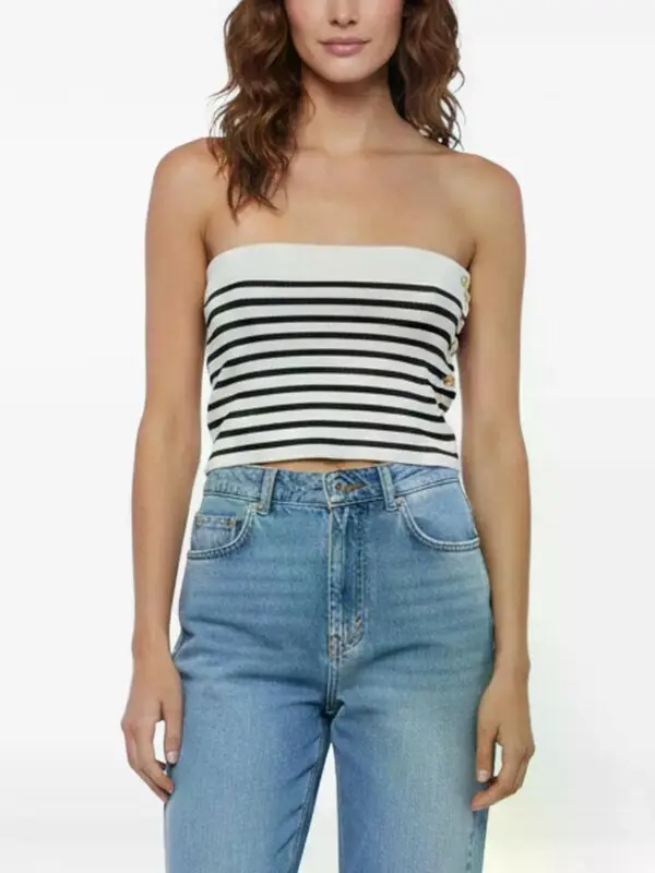 Celine Striped Strapless Tube Top - White