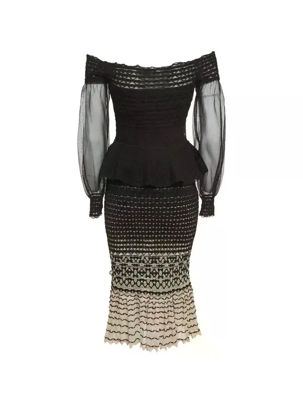 Alexander McQueen Off-shoulder Peplum Midi Dress