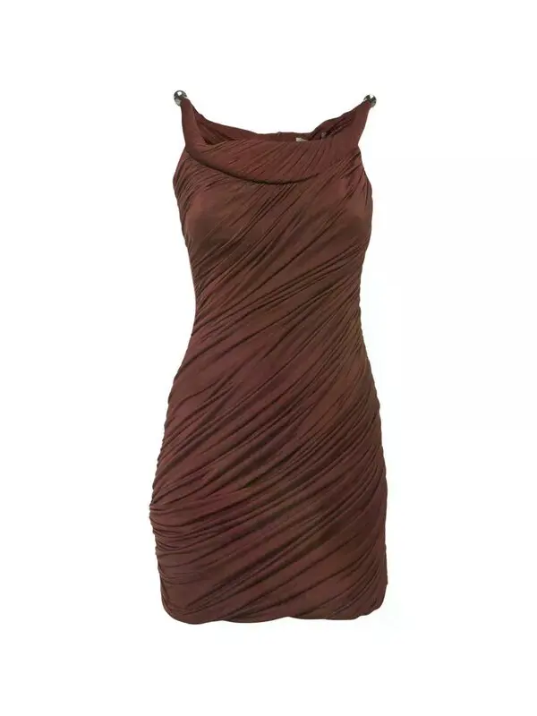 CHATS BY C.DAM Burgundy Draped Sleeveless Rear Zip Mini Dress