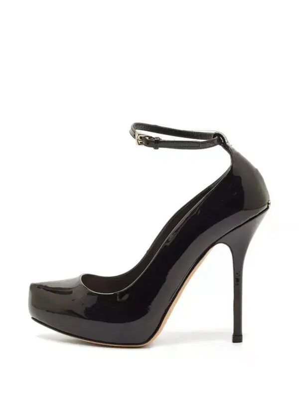 Dior Leather Patent Finish Ankle Strap Platform Pumps