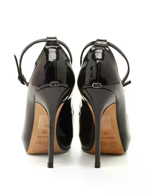 Dior Leather Patent Finish Ankle Strap Platform Pumps