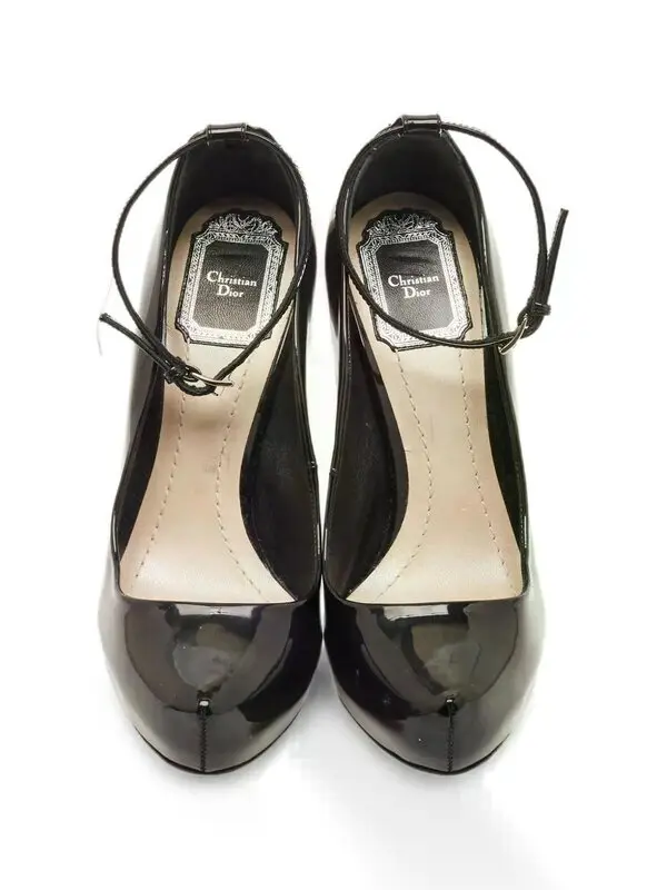 Dior Leather Patent Finish Ankle Strap Platform Pumps
