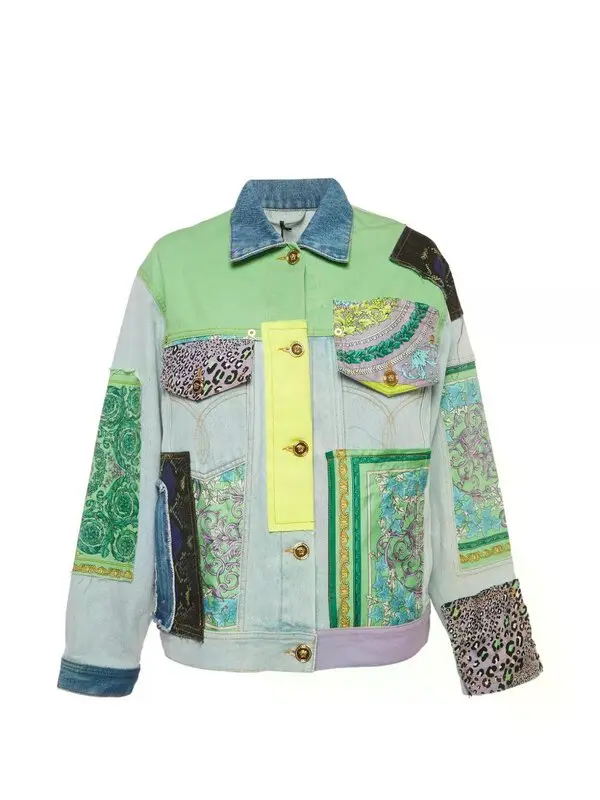 Versace Mixed-print Patchwork Denim Jacket