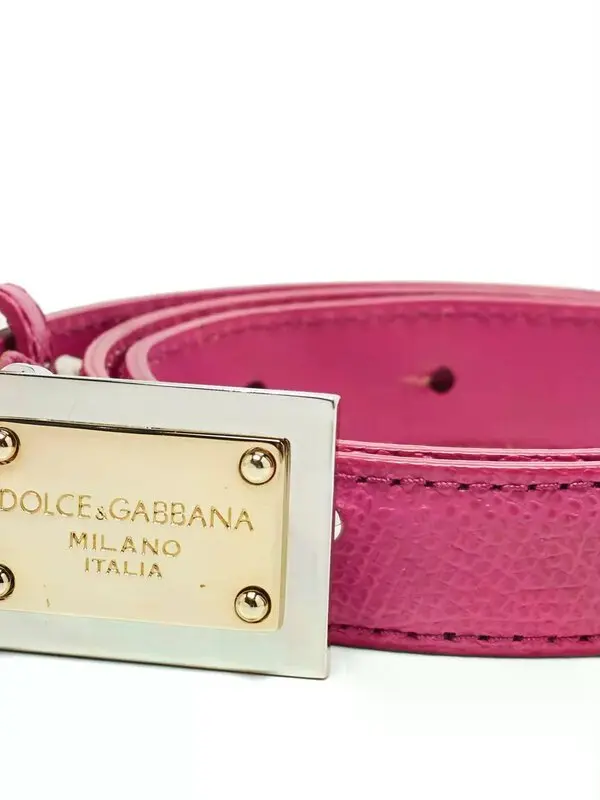 Dolce & Gabbana Slim Belt With Logo Plaque