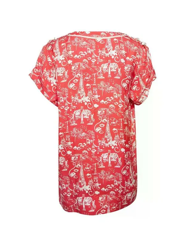 LOUIS VUITTON Paris Art-print Bead-embellished Blouse