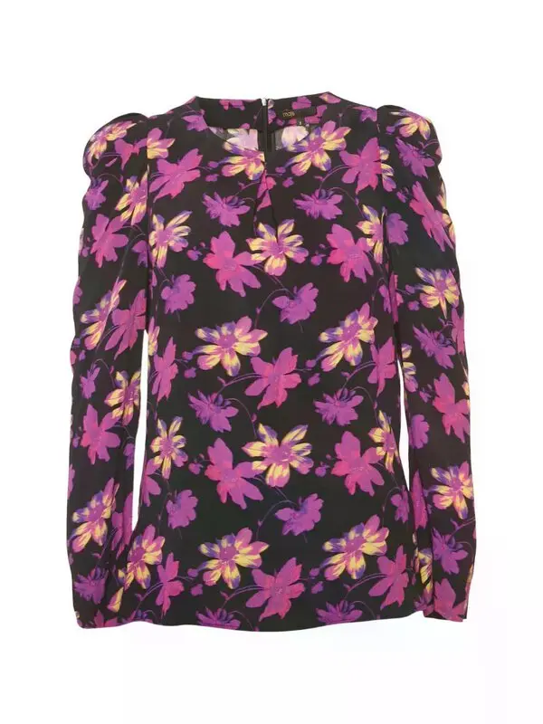 Maje Floral Print Puff Sleeve Blouse