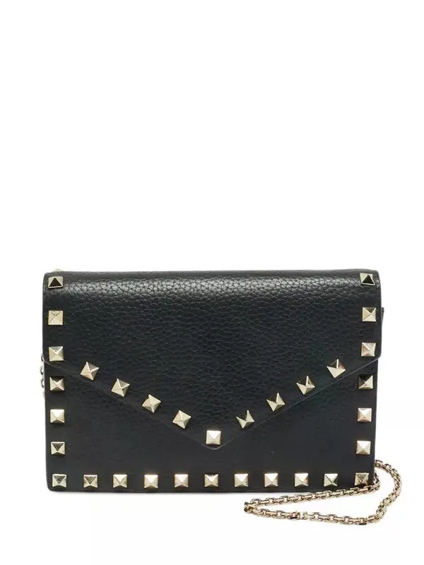 Valentino Garavani Rockstud Envelope Wallet On Chain - Black
