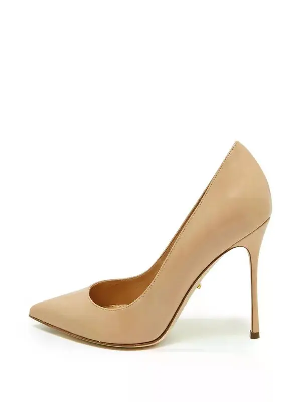 GIANVITO ROSSI Beige Leather Pointed Toe Stiletto Pumps - Neutrals