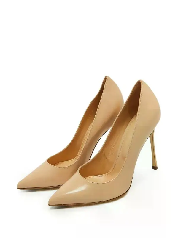 GIANVITO ROSSI Beige Leather Pointed Toe Stiletto Pumps - Neutrals