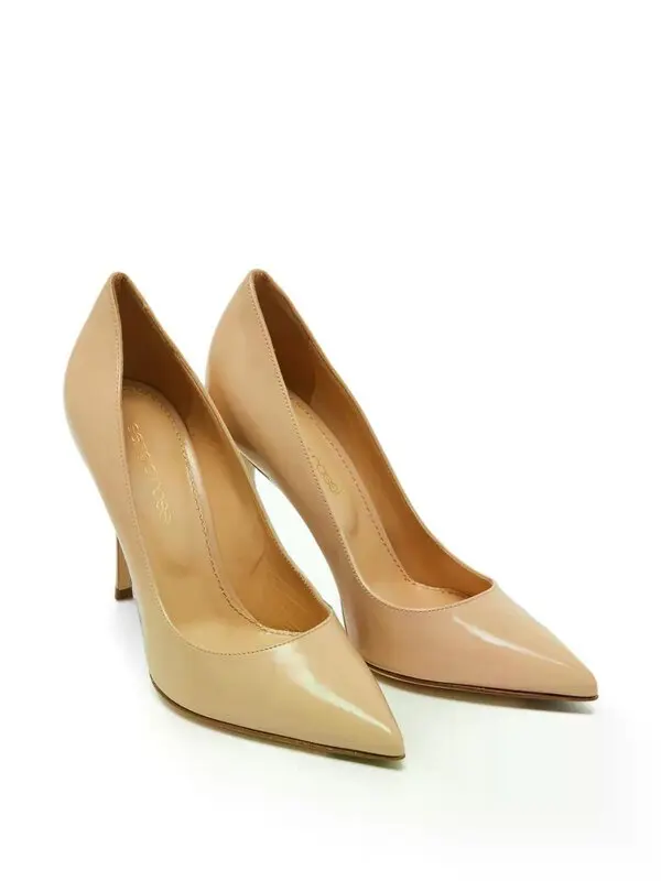 GIANVITO ROSSI Beige Leather Pointed Toe Stiletto Pumps - Neutrals