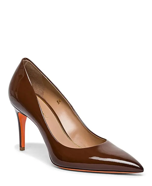 Santoni High-heel Patent Leather Pumps - Brown