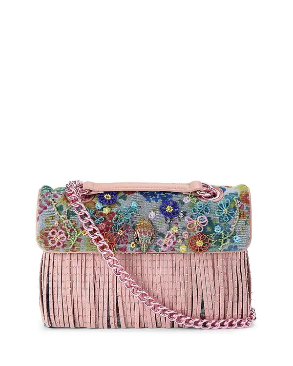 Kurt Geiger Kensington Large Fringe Floral Denim Shoulder Bag - Light/pastel