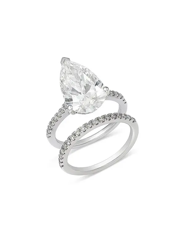 Bloomingdale'S Certified Lab Grown Diamond Pear Bridal Set In 18k Gold, 5.5 Tcw - White