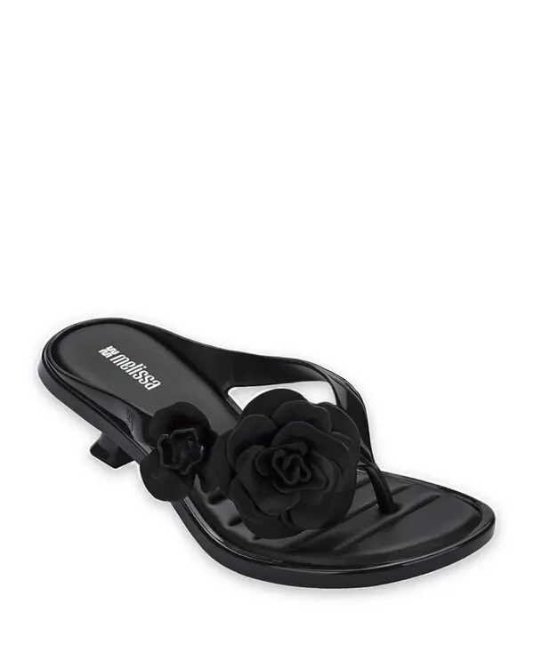 Melissa Petal Thong Kitten Heels - Black