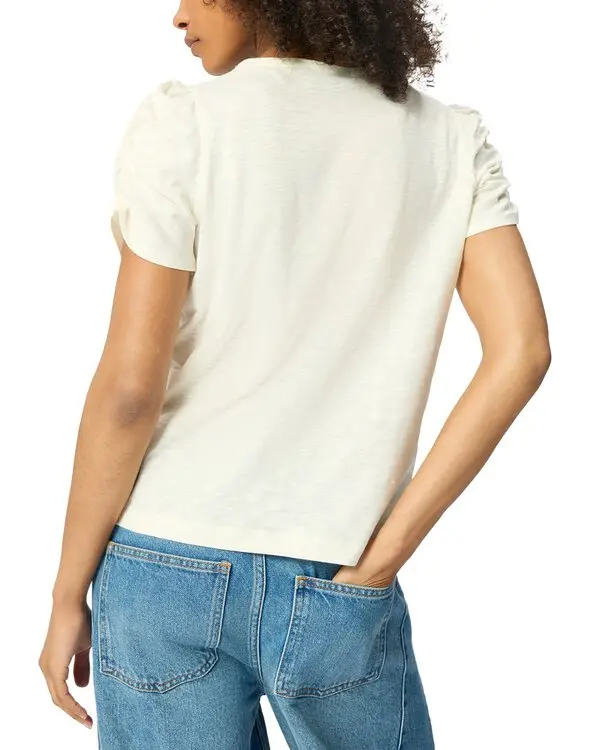 Whistles Round Neck Gathered Sleeve Tee