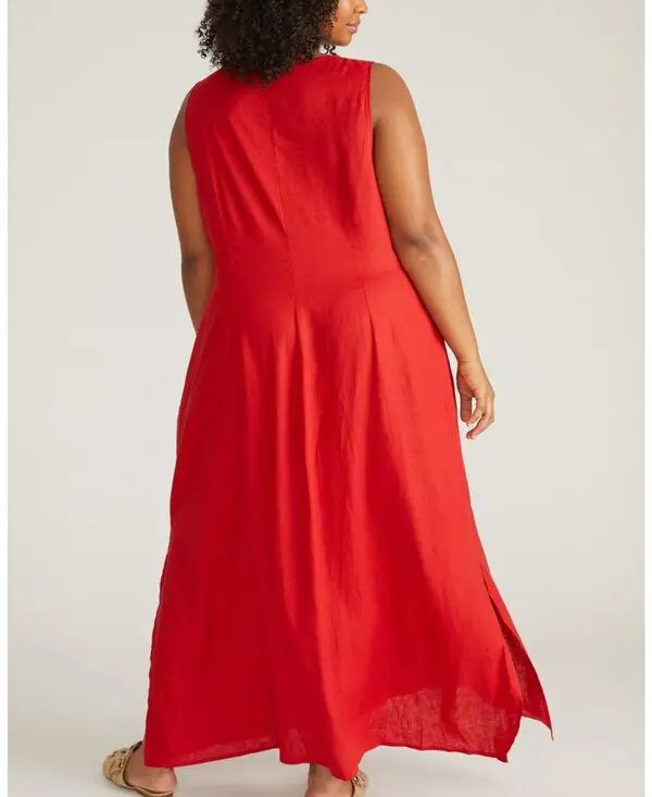 Universal Standard Plus Islet Button-down Linen Maxi Dress