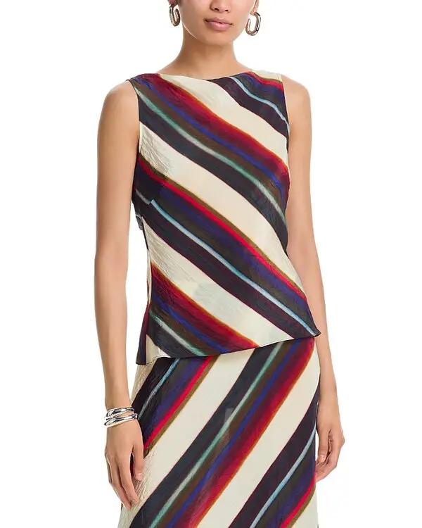 Christopher John Rogers Striped Cowl Back Top - Calla Lily Multi