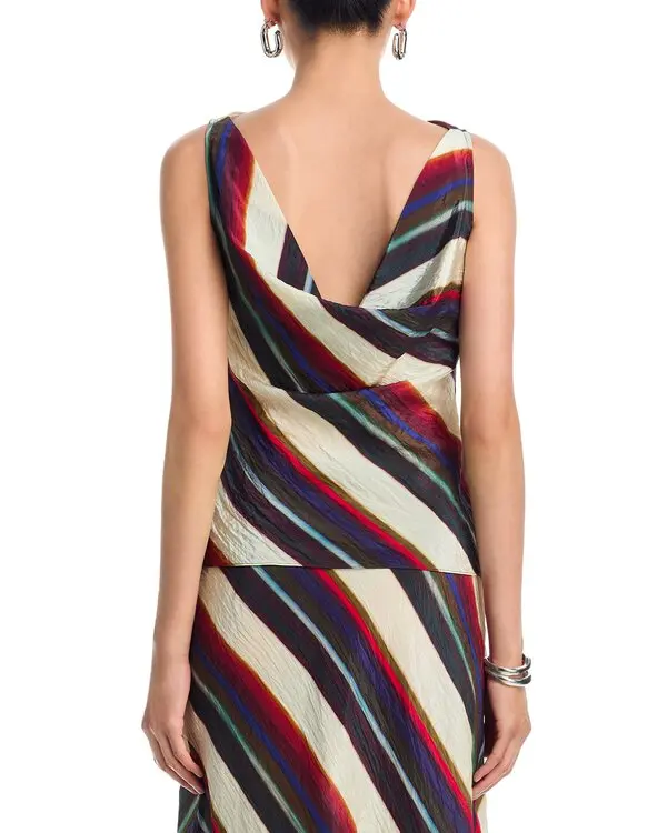 Christopher John Rogers Striped Cowl Back Top