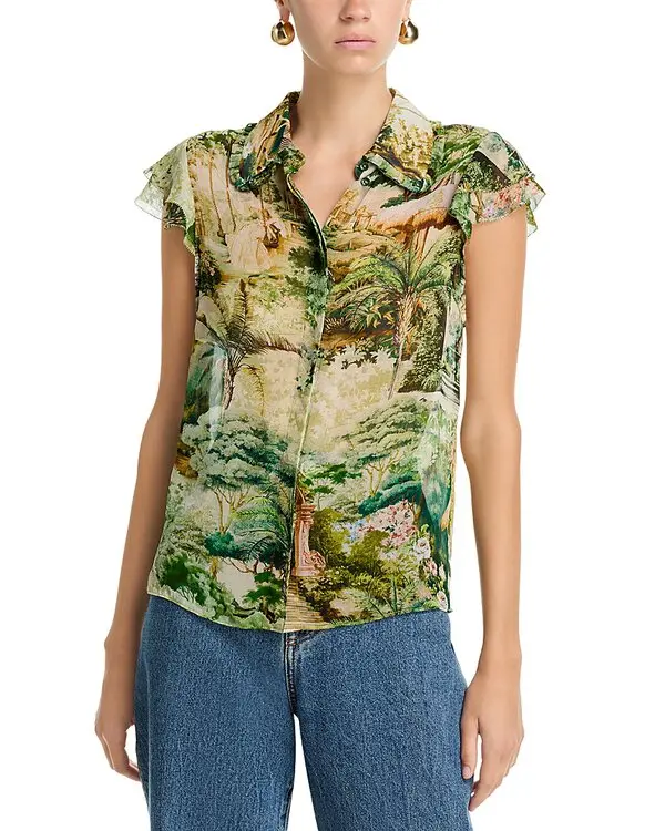 Alice + Olivia Martel Flutter Sleeve Blouse