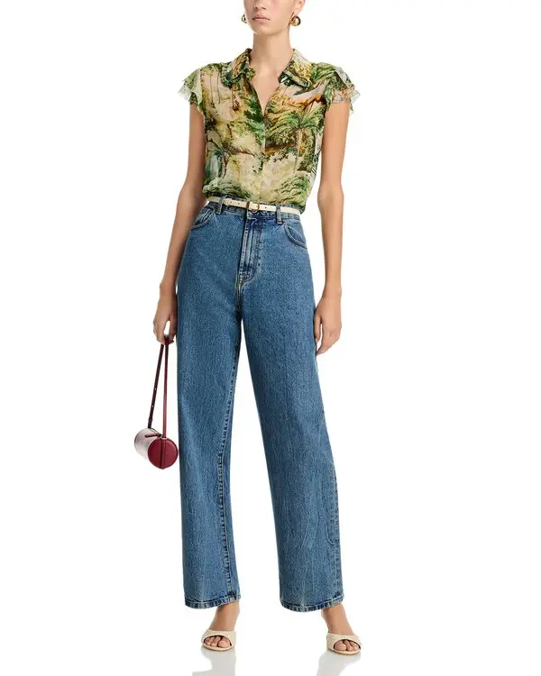 Alice + Olivia Martel Flutter Sleeve Blouse