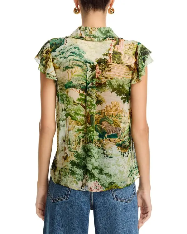 Alice + Olivia Martel Flutter Sleeve Blouse