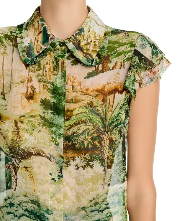 Alice + Olivia Martel Flutter Sleeve Blouse