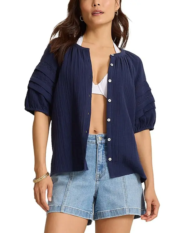 Tommy Bahama Cotton Puff Sleeve Top - Coastline
