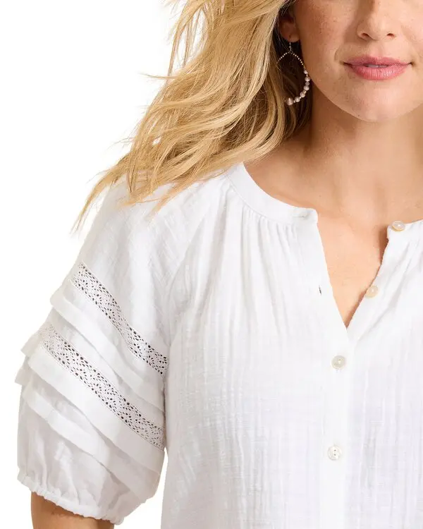 Tommy Bahama Puff Sleeve Top - White