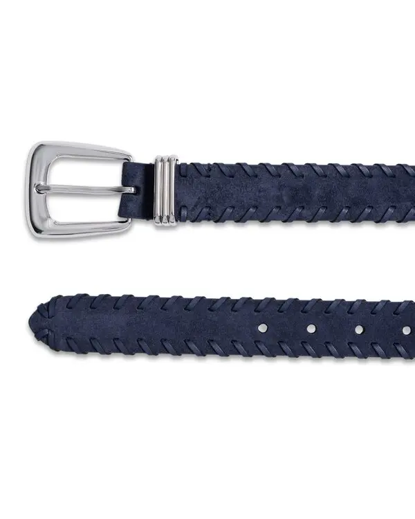 Veronica Beard Arch Whipstitch Suede Belt - Navy