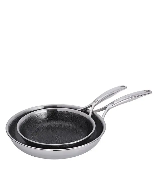 ZWILLING Peak Stainless Steel Dual Performance Ceramic Fry Pans, Set Of 2 - Silver