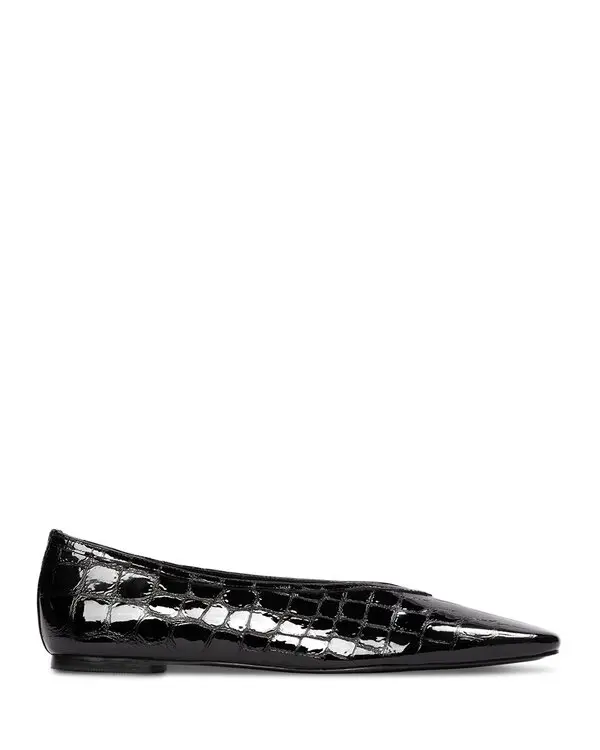BLACK SUEDE STUDIO Snip Toe Ballet Flats - Black Croc