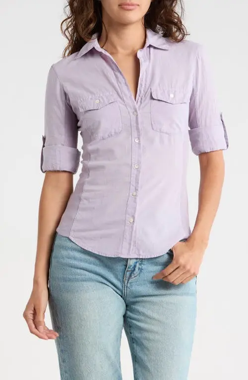 JAMES PERSE Three-quarter Sleeve Button-up Shirt - Parfait
