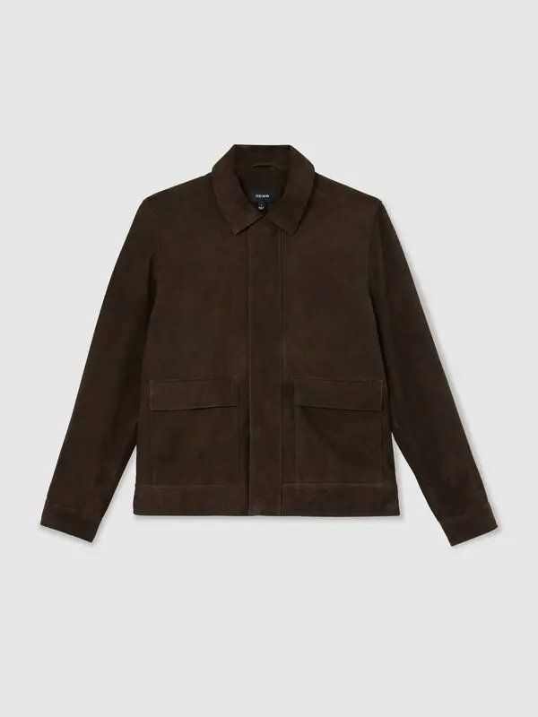 REISS Granual Suede Twin-pocket Jacket