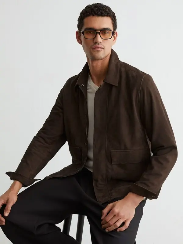 REISS Granual Suede Twin-pocket Jacket