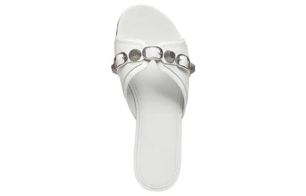 Balenciaga Cagole Sandals In White Arena Lambskin