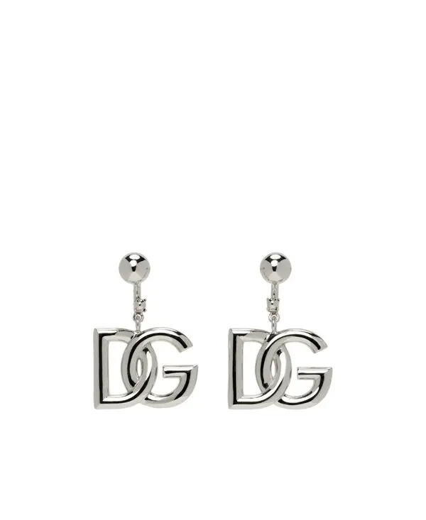 Dolce & Gabbana Dolce Gabbana Interlocking Logo Earrings - Gray