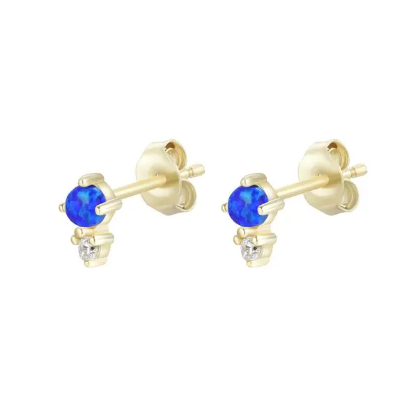 KAMARIA Opal & Crystal Seed Stud Earrings Indigo - Blue