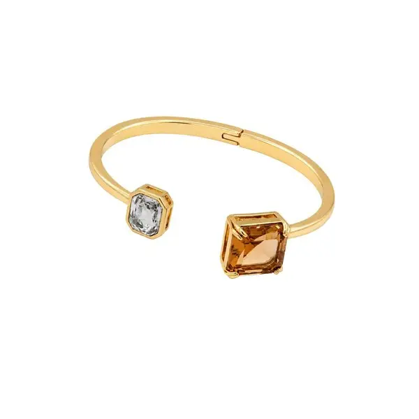 UCHI & SOTO Shikaku Square Stones Open Bangle - Gold