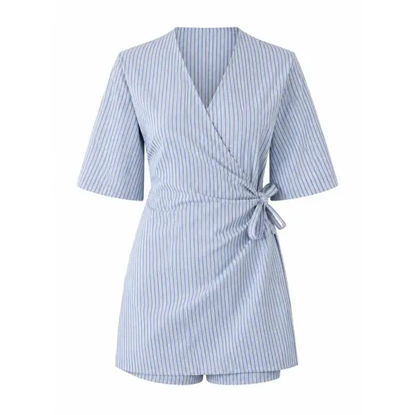 MIND TRAVELER Alba And Green Striped Playsuit - Blue