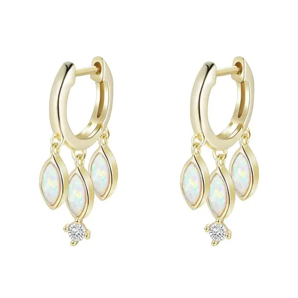 KAMARIA Opal Boho Shaker Huggie Earrings - White