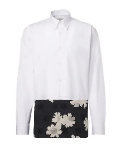Dries Van Noten Paneled Cotton Poplin Shirt - White