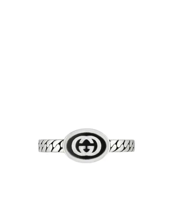 Gucci Thin Interlocking G Ring - White